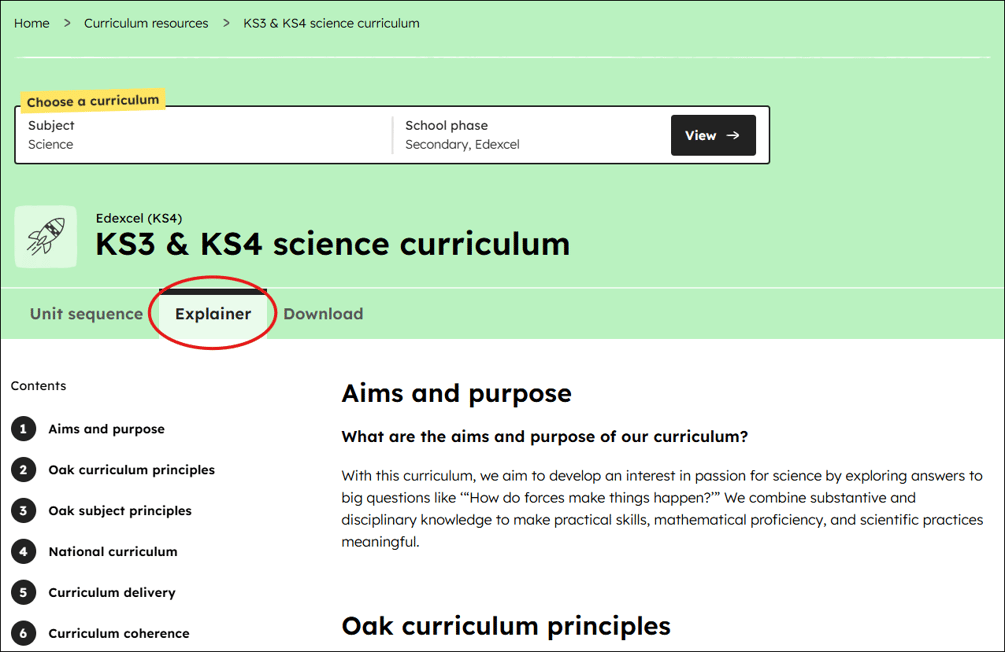 Our science curriculum