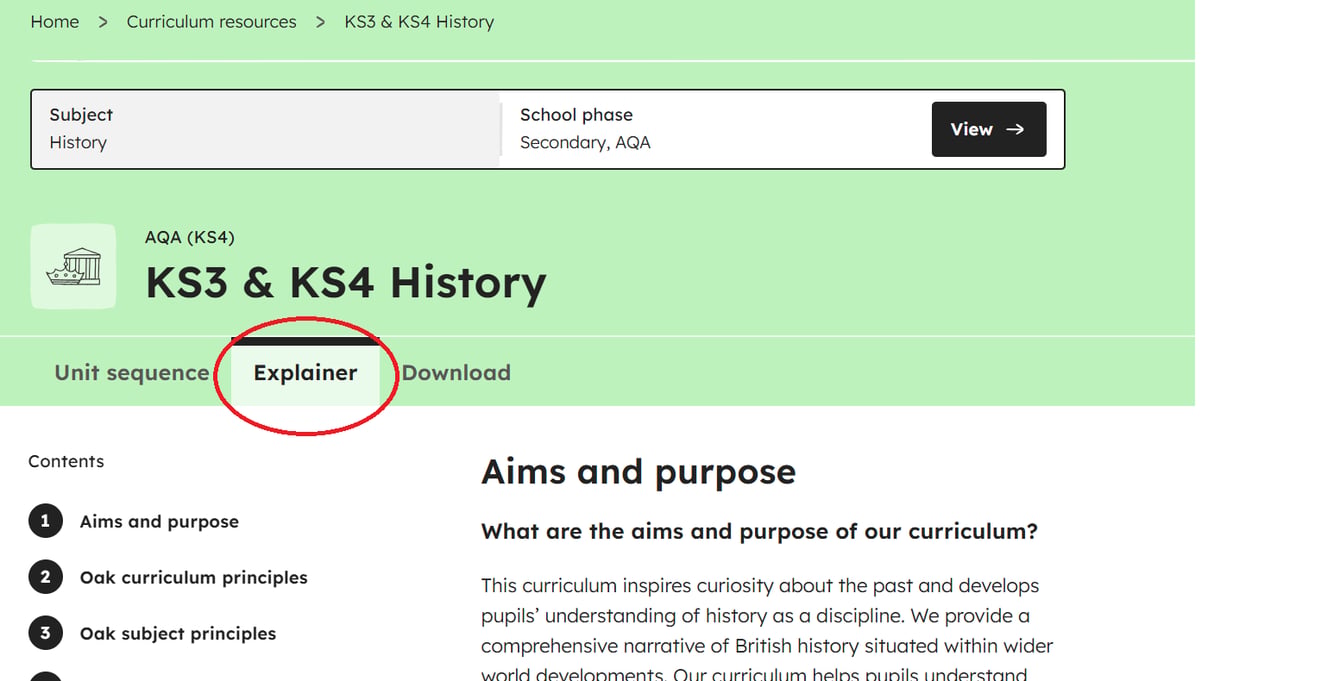 Our history curriculum