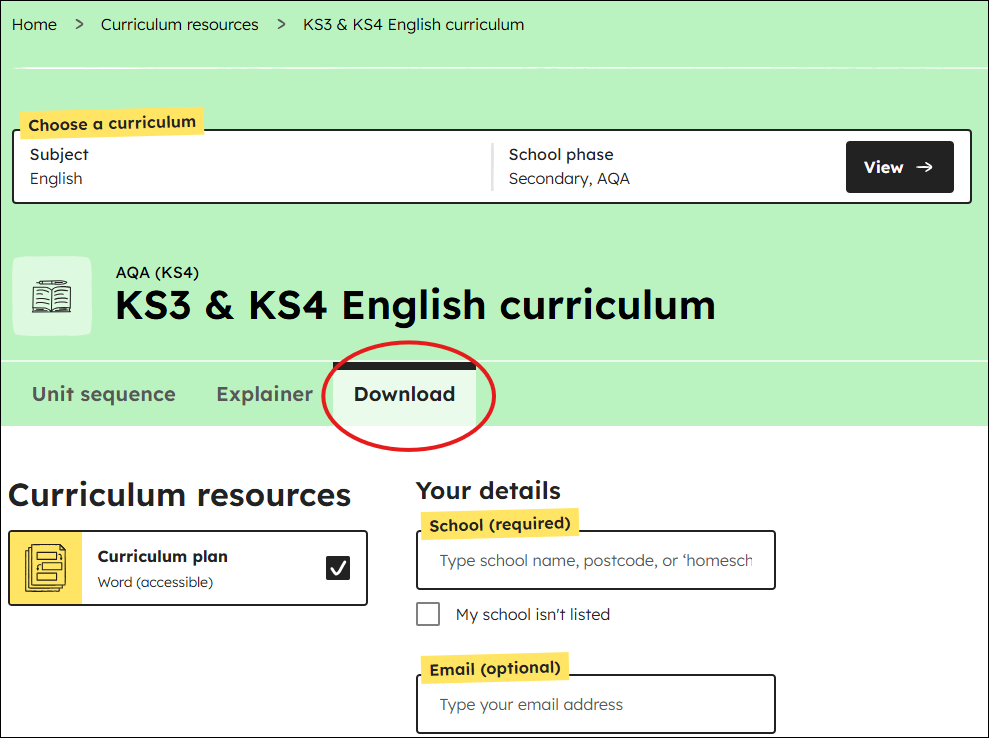 Our English curriculum