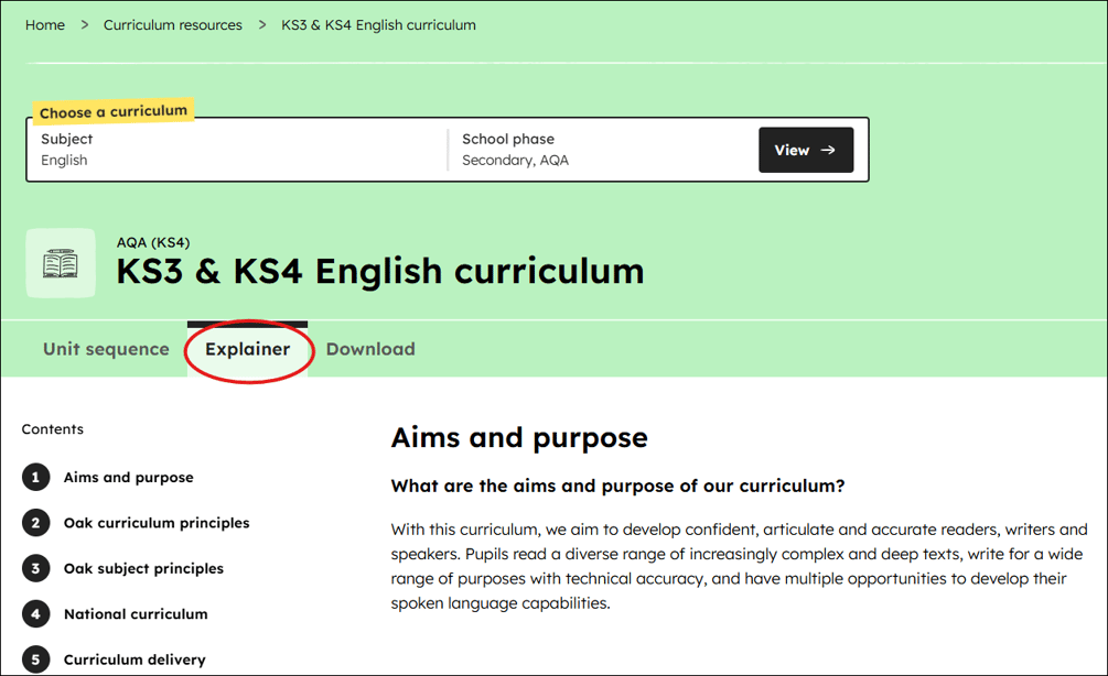 Our English curriculum
