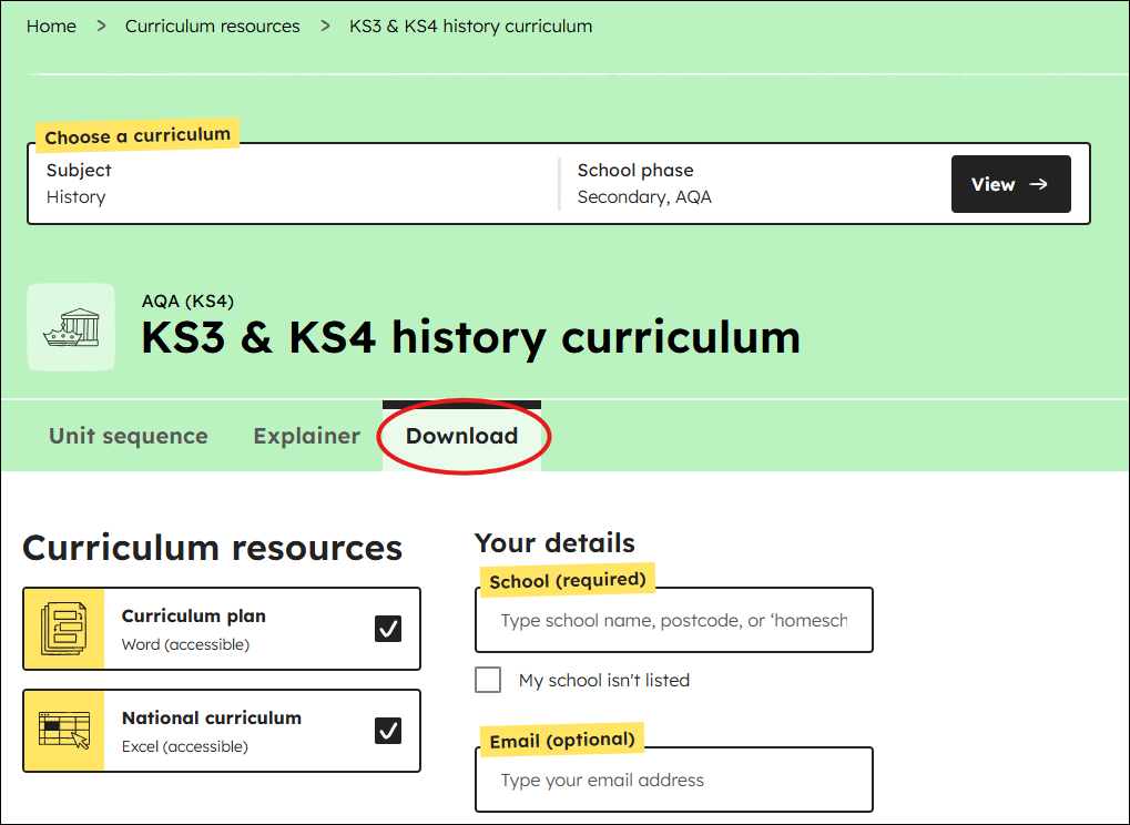 Our history curriculum