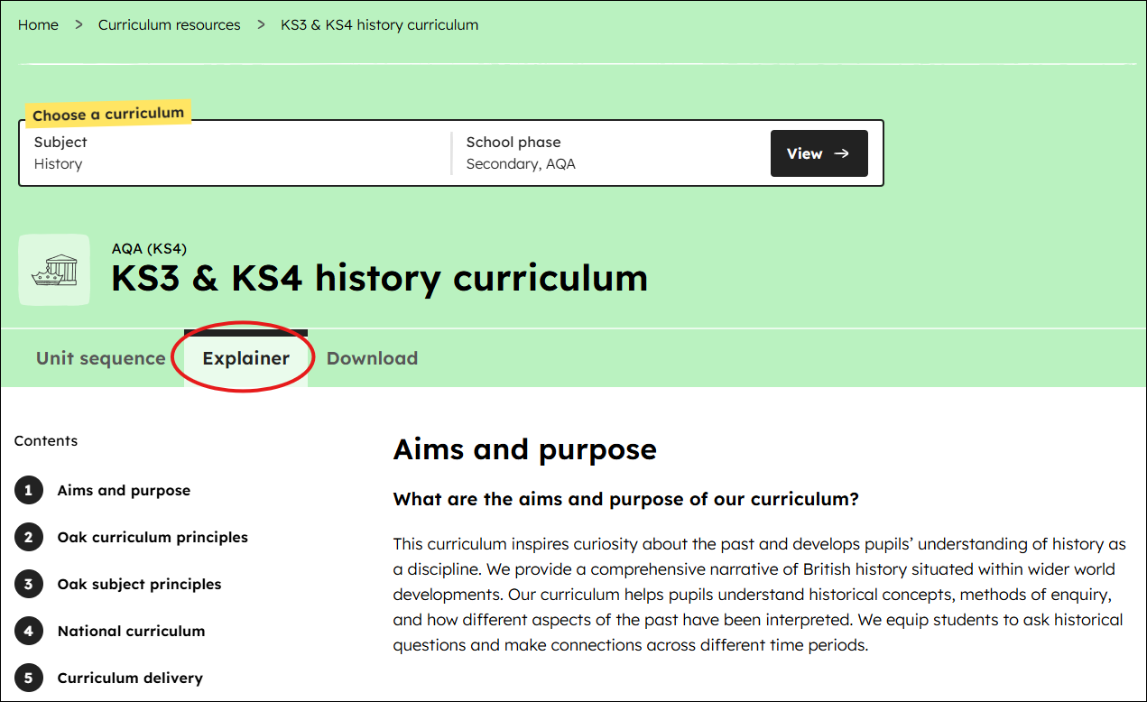 Our history curriculum