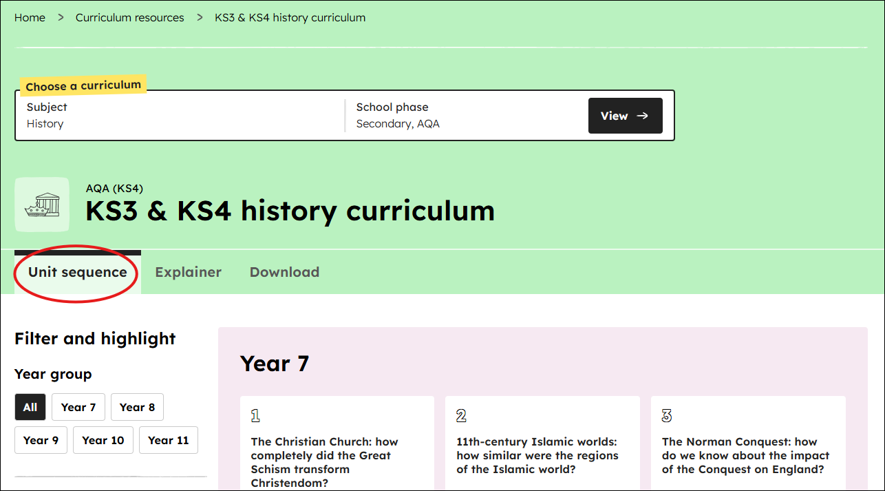 Our history curriculum