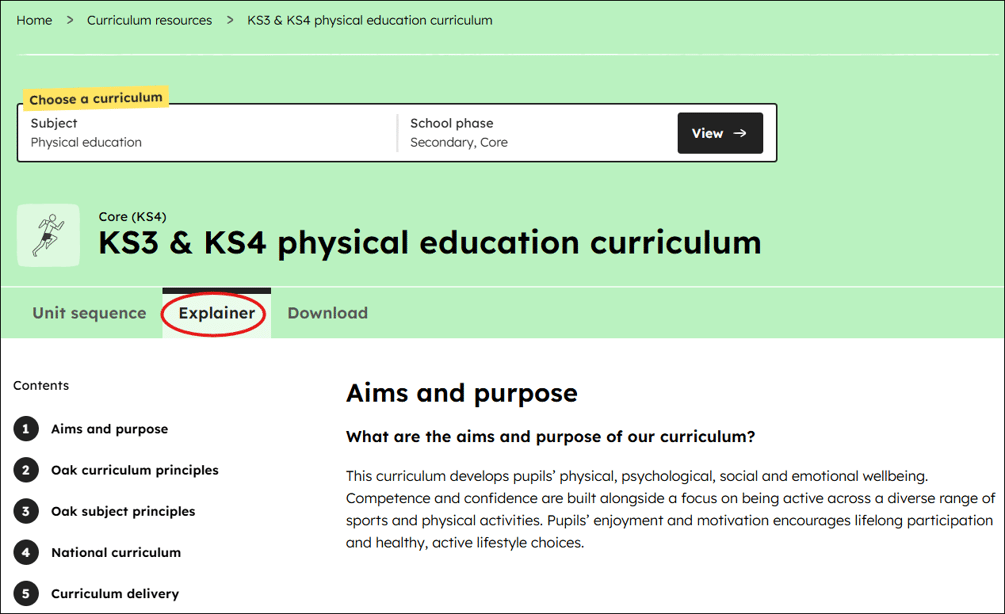 Our physical education curriculum