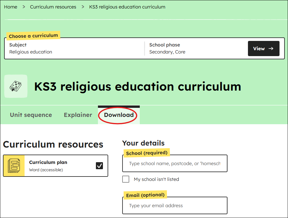 Our religious education curriculum